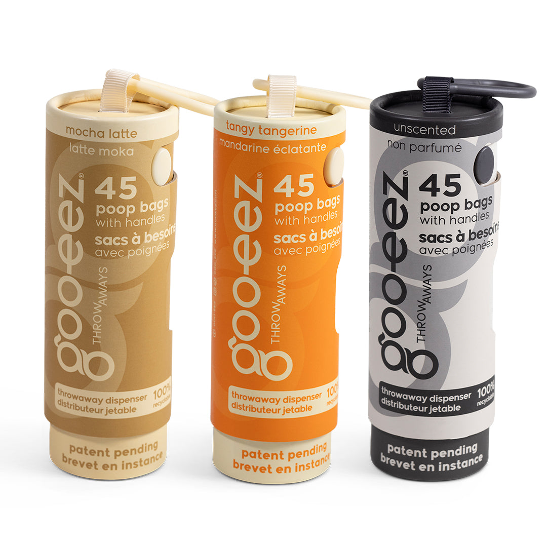 Goo-eez Throwaways | Patented Poop Bag Dispenser 3-Pack